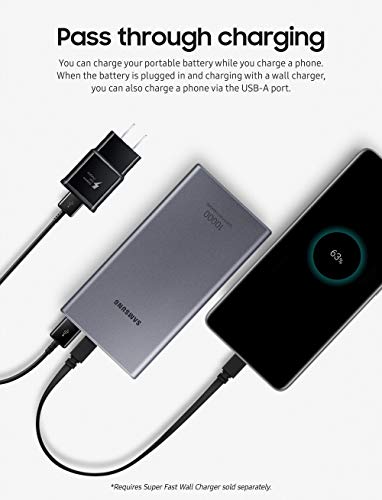 SAMSUNG 10,000 mAh Super Fast 25W Portable Charger Battery Pack USB-C , Silver (US Version with Warranty)