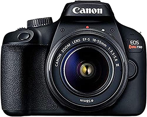 Canon Rebel T100 / EOS 4000D w/Canon EF-S 18-55mm F/3.5-5.6 III Zoom Lens & Professional Accessory Bundle W/ 2X 32GB Memory Cards + Case Wide Angle Telephoto More! (Renewed) Black
