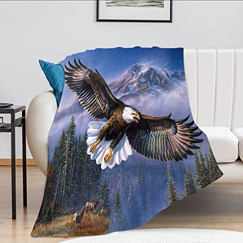 Bald Eagle Blanket American Eagle Decor Throw Blanket Bald Eagle Blanket Gifts for Men Super Warm Soft Plush Lightweight Fleece Flannel Blanket Winter Couch Bedding Blanket for Kids Adults 40"x50"