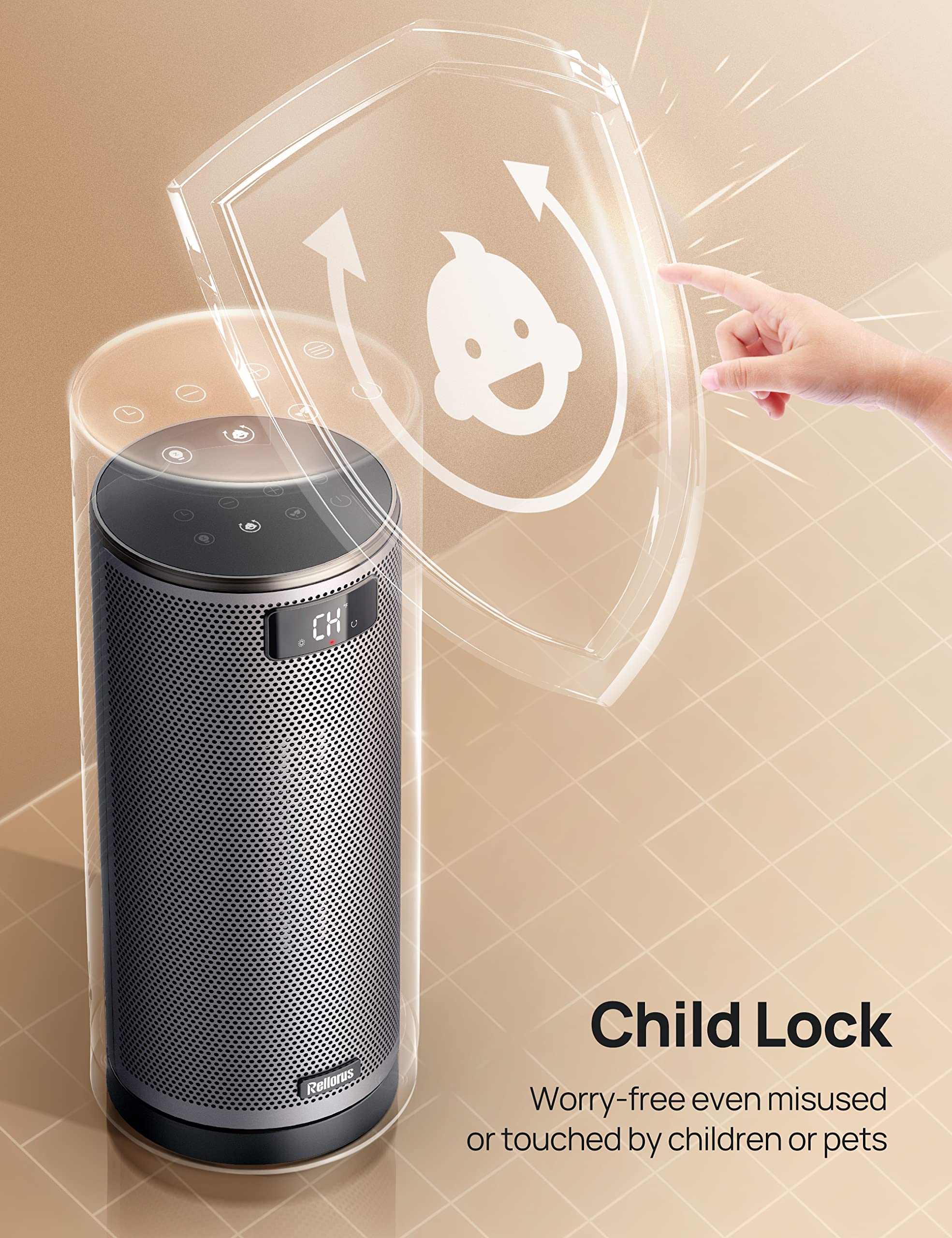 Rellorus Space Heaters for Indoor Use, 1500W Fast Heating Portable Electric PTC Ceramic Heaters, with ETL Certified, Remote, Thermostat, 80° Oscillating, Night Light, for Bedroom Large Room Office