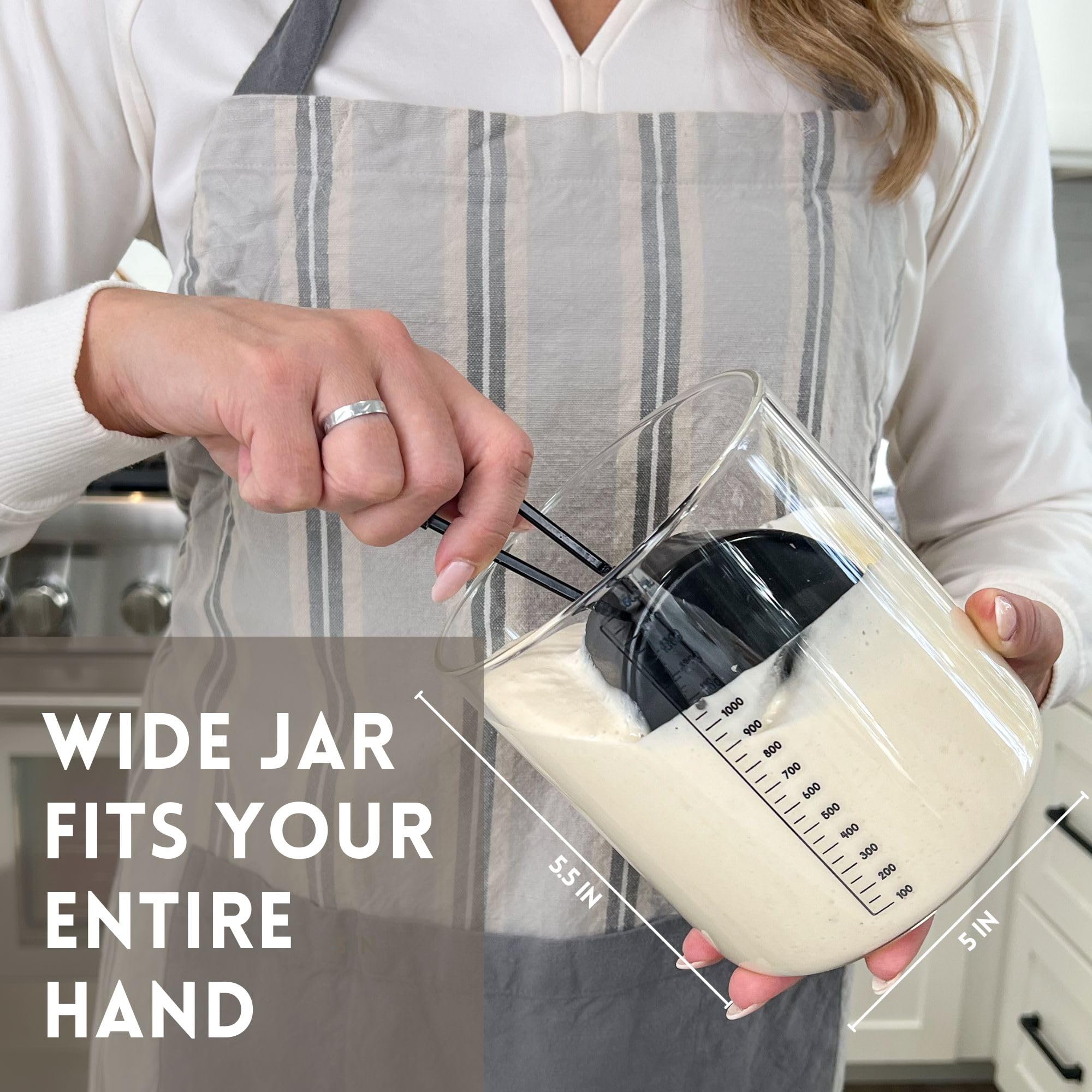 Sourdough Starter Kit with 50oz Jar for Gluten-Free and Regular Baking - Stylish Jar with Easy Instructions and Recipes