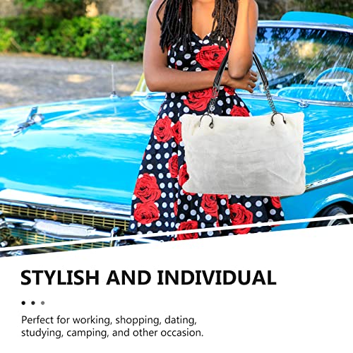 Plush Single Shoulder Bag Large Capacity Fuzzy Handbag Tote for Women Lady Cute Portable Daily Bag