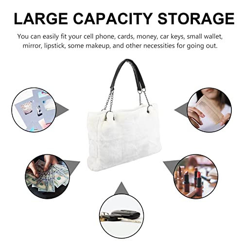 Plush Single Shoulder Bag Large Capacity Fuzzy Handbag Tote for Women Lady Cute Portable Daily Bag