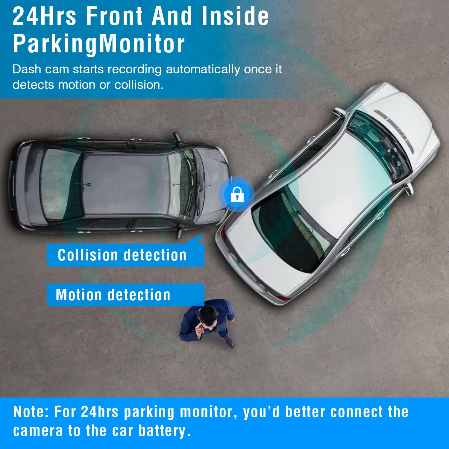 TeqHome 3 Channel Dash Cam Front and Rear Inside, 1080P FHD Dash Camera for Cars, Three Way Triple Dashcam Car Camera Recorder with IR Night Vision, Loop Recording, WDR, 24H Parking Monitor, G-Sensor