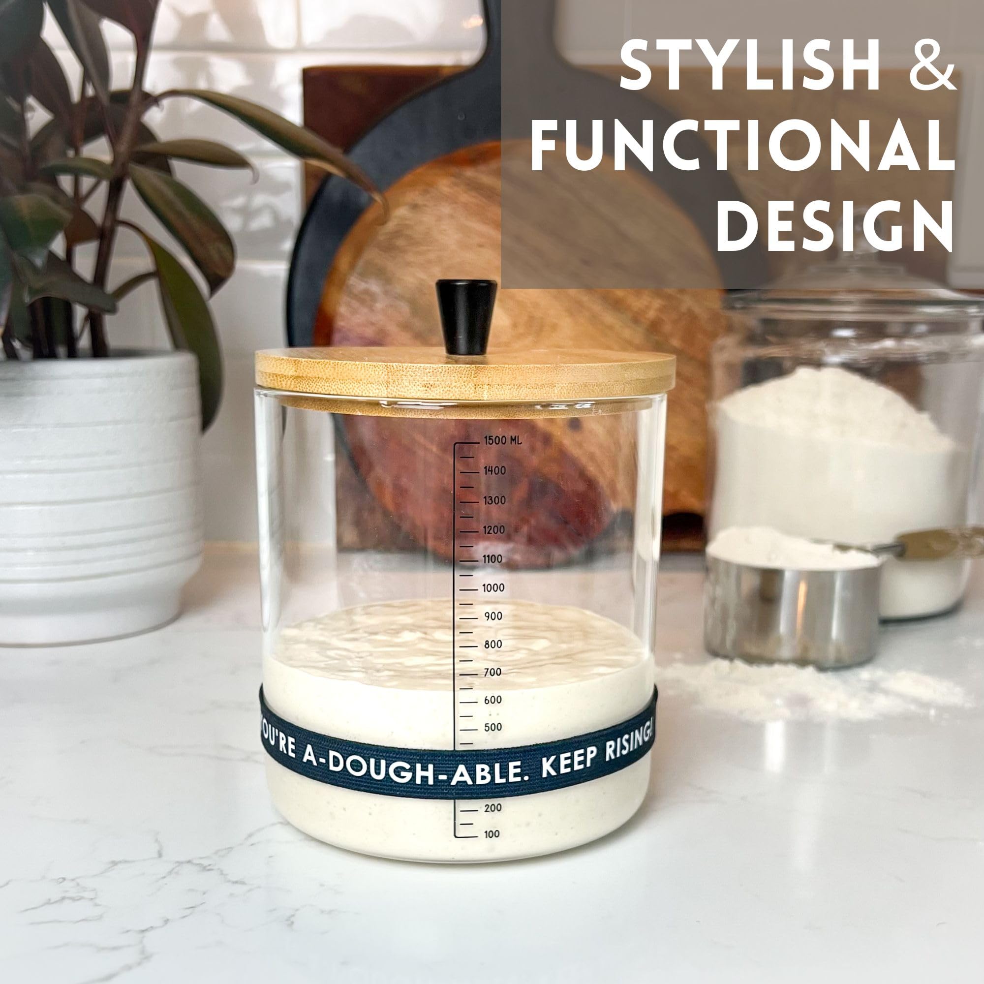 Sourdough Starter Kit with 50oz Jar for Gluten-Free and Regular Baking - Stylish Jar with Easy Instructions and Recipes