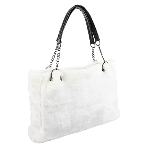 Plush Single Shoulder Bag Large Capacity Fuzzy Handbag Tote for Women Lady Cute Portable Daily Bag