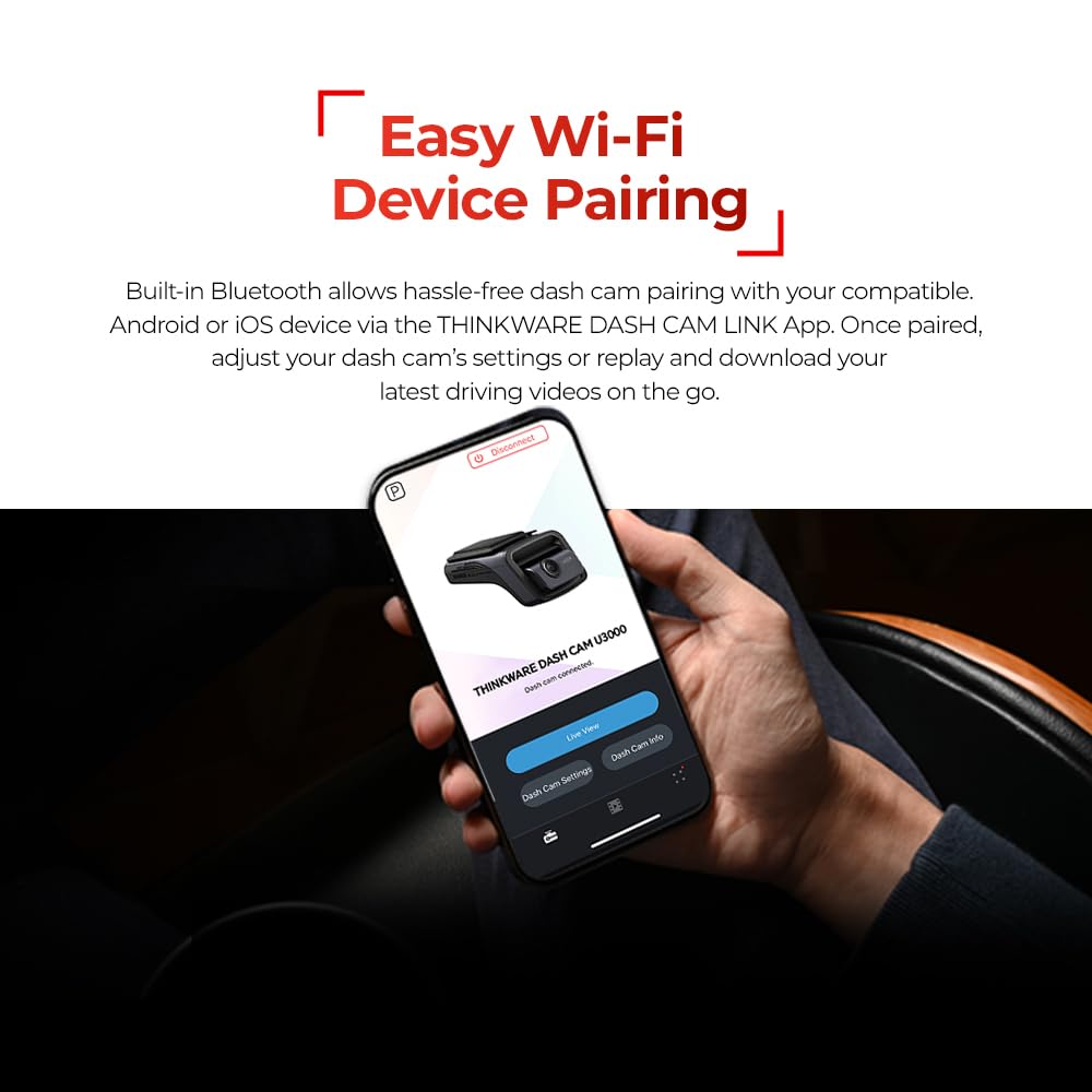 THINKWARE U3000 2CH 4K Front Dash Cam, 2K Rear Cam, STARVIS 2 Sensor Night Vision, Car Camera 5GHZ Wi-Fi GPS Radar Buffered Parking Mode, Free 64GB Card, CPL Filter, Speed Camera Alerts, OBD Cable