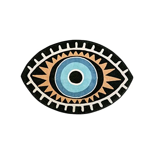 Beeiva Cute Evil Eye Area Rug 2x3 Small Washable Entryway Rug Non-Slip Door Mat Accent Throw Rugs Indoor Floor Carpet for Kitchen Bedroom Bathroom (Black/Multi, 2x3ft)