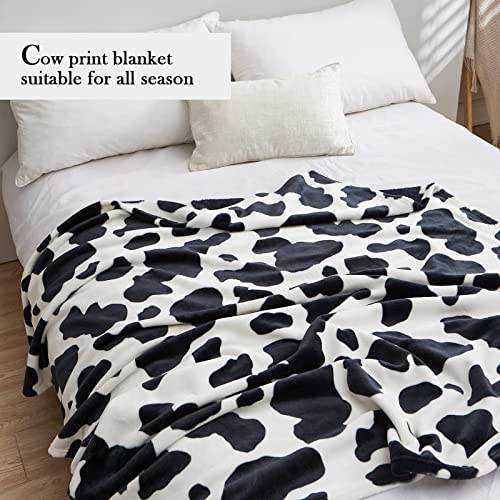 MAST DOO Large Cow Print Fleece Throw Blanket, Fluffy Black and White Aesthetic Bed Blanket Cow Bedroom Decor Suitable for All Season 60x80 inch