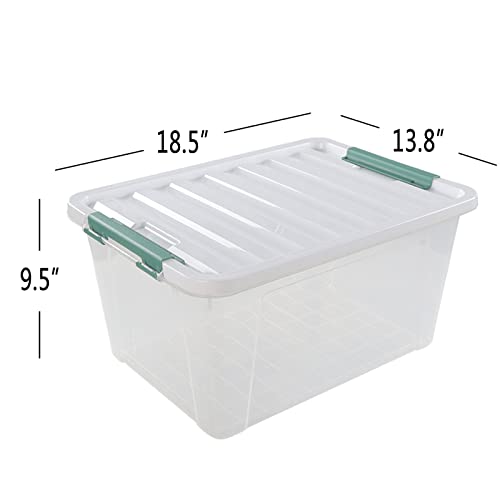 Ortodayes 6-pack 35 Liter Clear Storage Boxes, Plastic Latching Box Bins with Lids