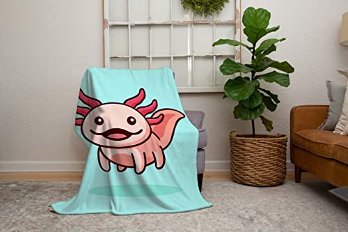 Cartoon Axolotl Throw Blanket,Flannel Super Soft Extra Warmest Bed Blankets, Lightweight Sofa Blanket,Cute Animals Fish,40"x50"