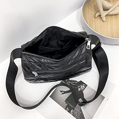 Quilted Crossbody Bag for Women Puffy Shoulder Bag Padded Puffer Messenger Bag Hobo Bag with Inner Pocket