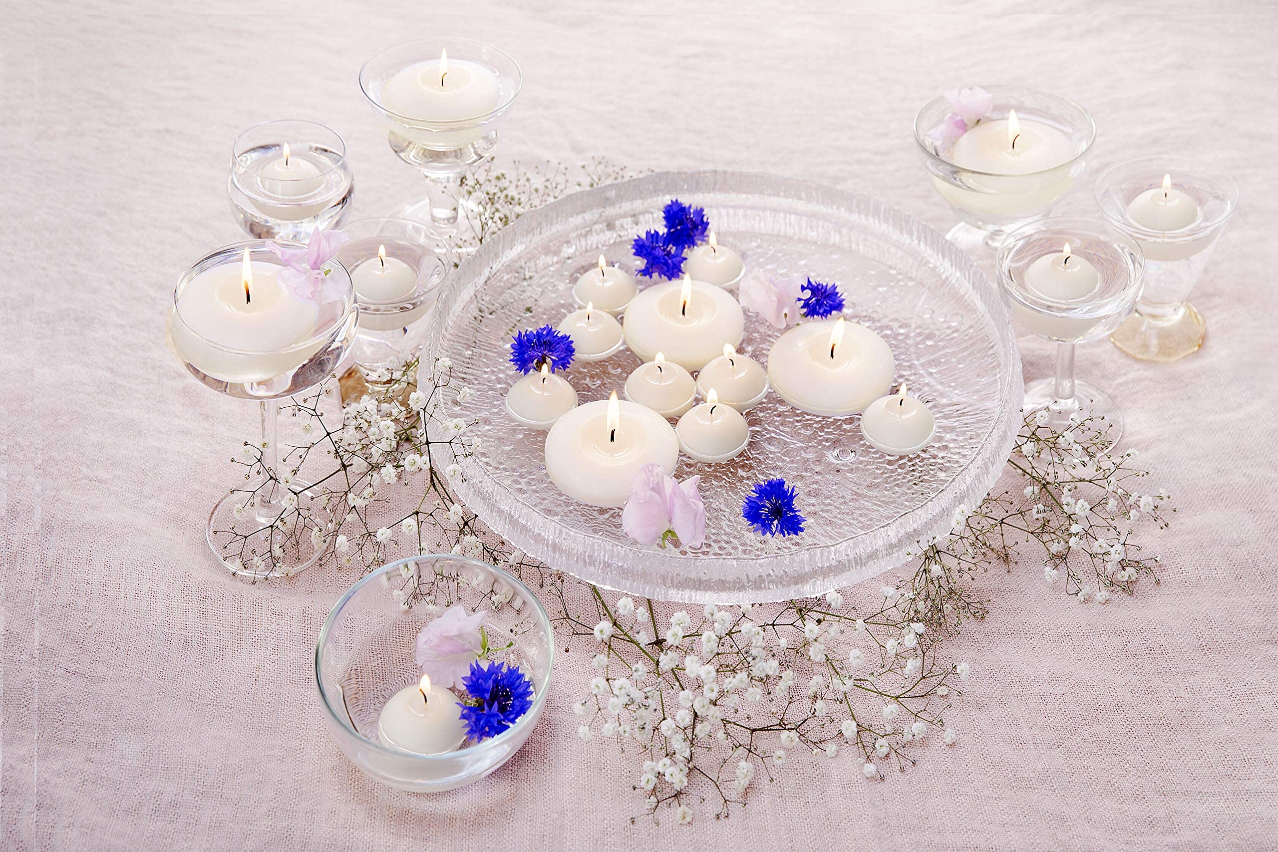 Bolsius White Floating Candles 1.75 Inch – 20 Pack Candle Set – 5+ Hours Burn Time – Premium European Quality – Smokeless & Dripless Smooth Flame – 100% Cotton Wick – Beach, Wedding, & Party Accessory