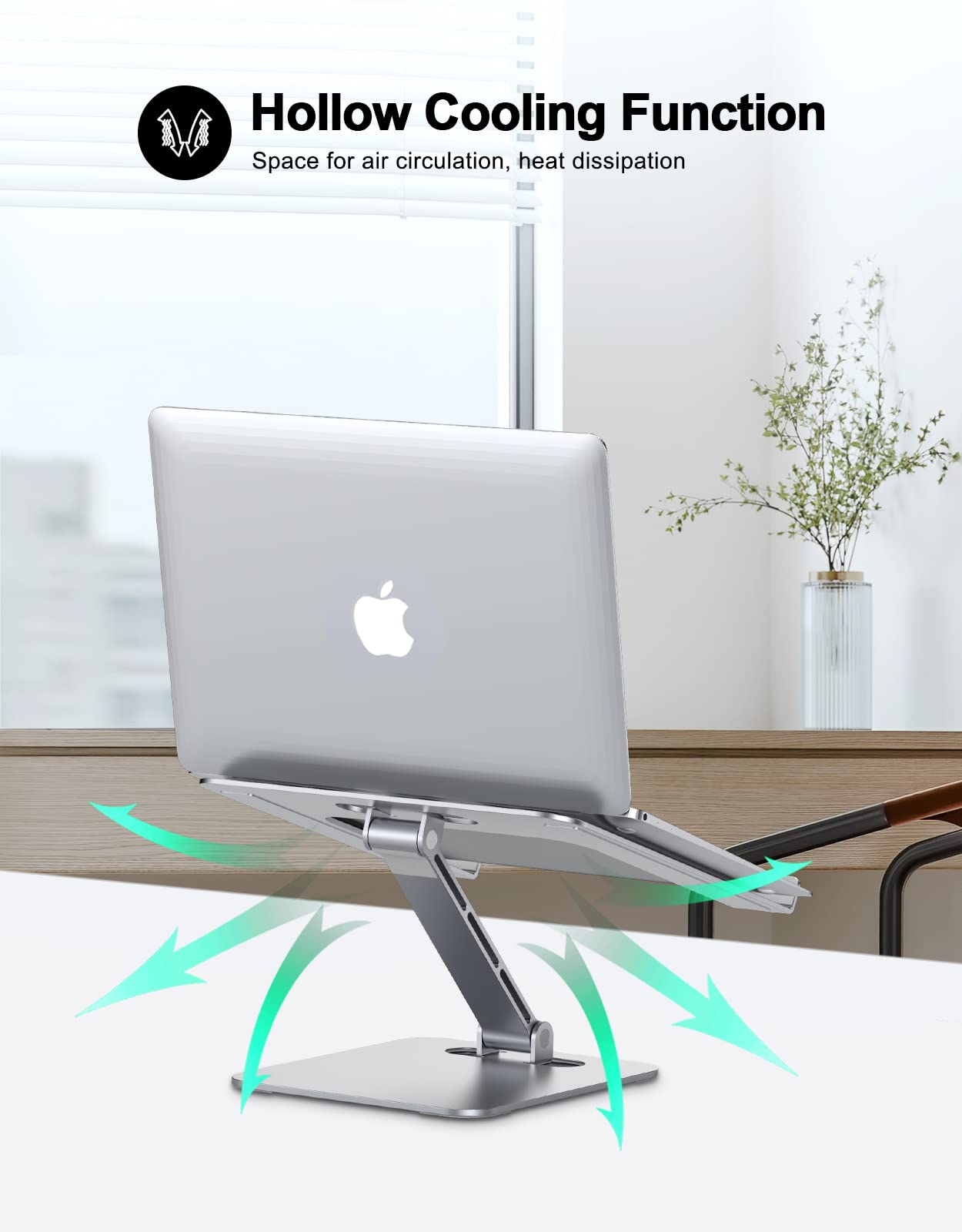 RIWUCT Foldable Laptop Stand, Height Adjustable Ergonomic Computer Stand for Desk, Ventilated Aluminum Portable Laptop Riser Holder Mount Compatible with MacBook Pro Air, All Notebooks 10-16"