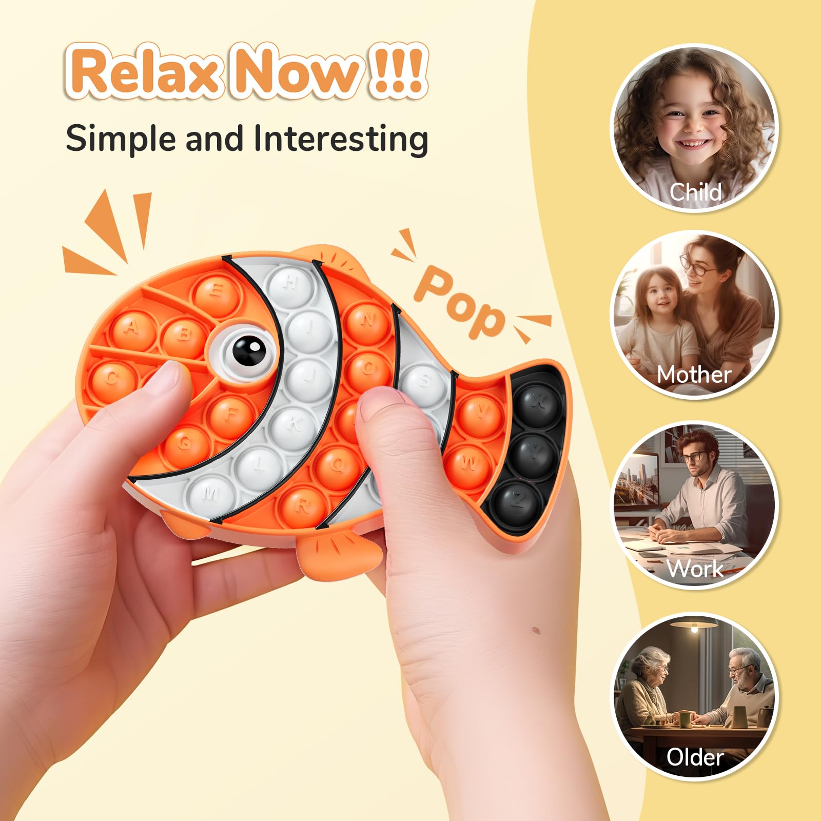 3 Pack Push Bubble Fidget Sensory Toys, Sensory Fidget Poppers Push Bubble Toy, Silicone Squeeze Autism Anxiety Stress Relief Popping Toys for Kids