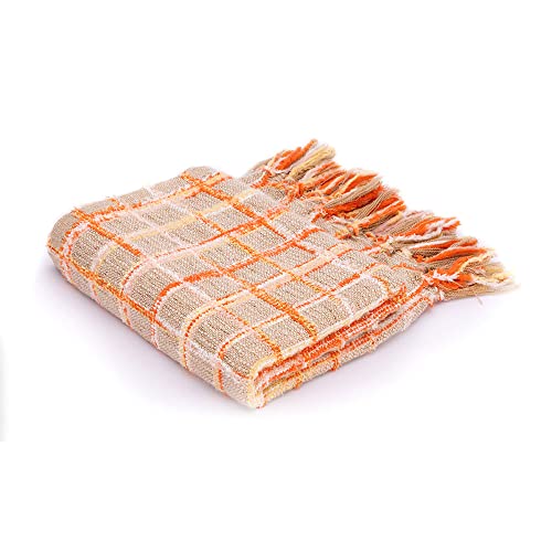 LALIFIT Buffalo Plaid Blankets Orange Fall Throw Blanket with Fringe Reversible Bed Blanket for Valentine's Halloween Christmas Farmhouse Couch Sofa Home Decor 50" x 60" (Orange Plaid)