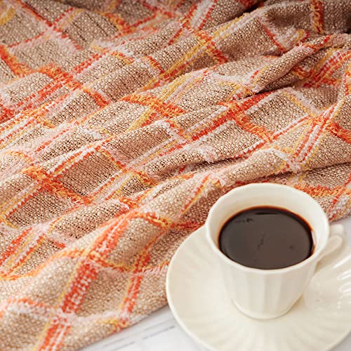 LALIFIT Buffalo Plaid Blankets Orange Fall Throw Blanket with Fringe Reversible Bed Blanket for Valentine's Halloween Christmas Farmhouse Couch Sofa Home Decor 50" x 60" (Orange Plaid)