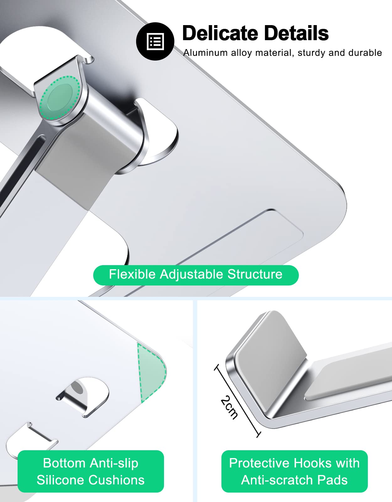 RIWUCT Foldable Laptop Stand, Height Adjustable Ergonomic Computer Stand for Desk, Ventilated Aluminum Portable Laptop Riser Holder Mount Compatible with MacBook Pro Air, All Notebooks 10-16"