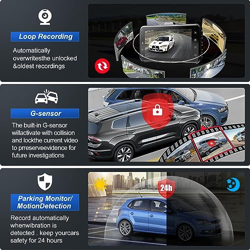 Dash Cam Front and Rear, 2K+720P Dual Dash Camera for Cars with 3'' IPS Screen, Car Camera with Night Vision, Built-in WiFi, Metal Body, G-Sensor, 24H Parking Monitor, Loop Recording, Free 64GB Card