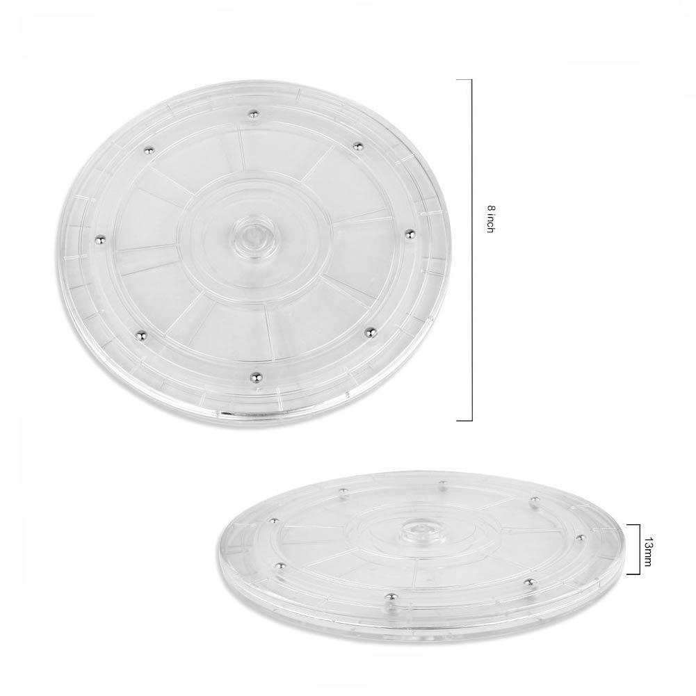 Heavy Duty Lazy Susan Turntable Organizer Acrylic 8 Inch Organizers for Kitchen Corner Cabinets Spice Rack Cake Decorating TV Laptop Computer Monitor