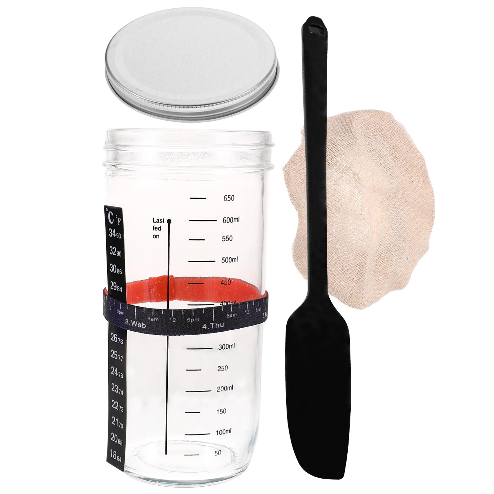 1 Set Tank with Scale Glass Jar Sourdough Bottle with Scale Sourdough Starter Jar Kit Sealing Canister Glass Container Sealed Container Glass Storage Kettle