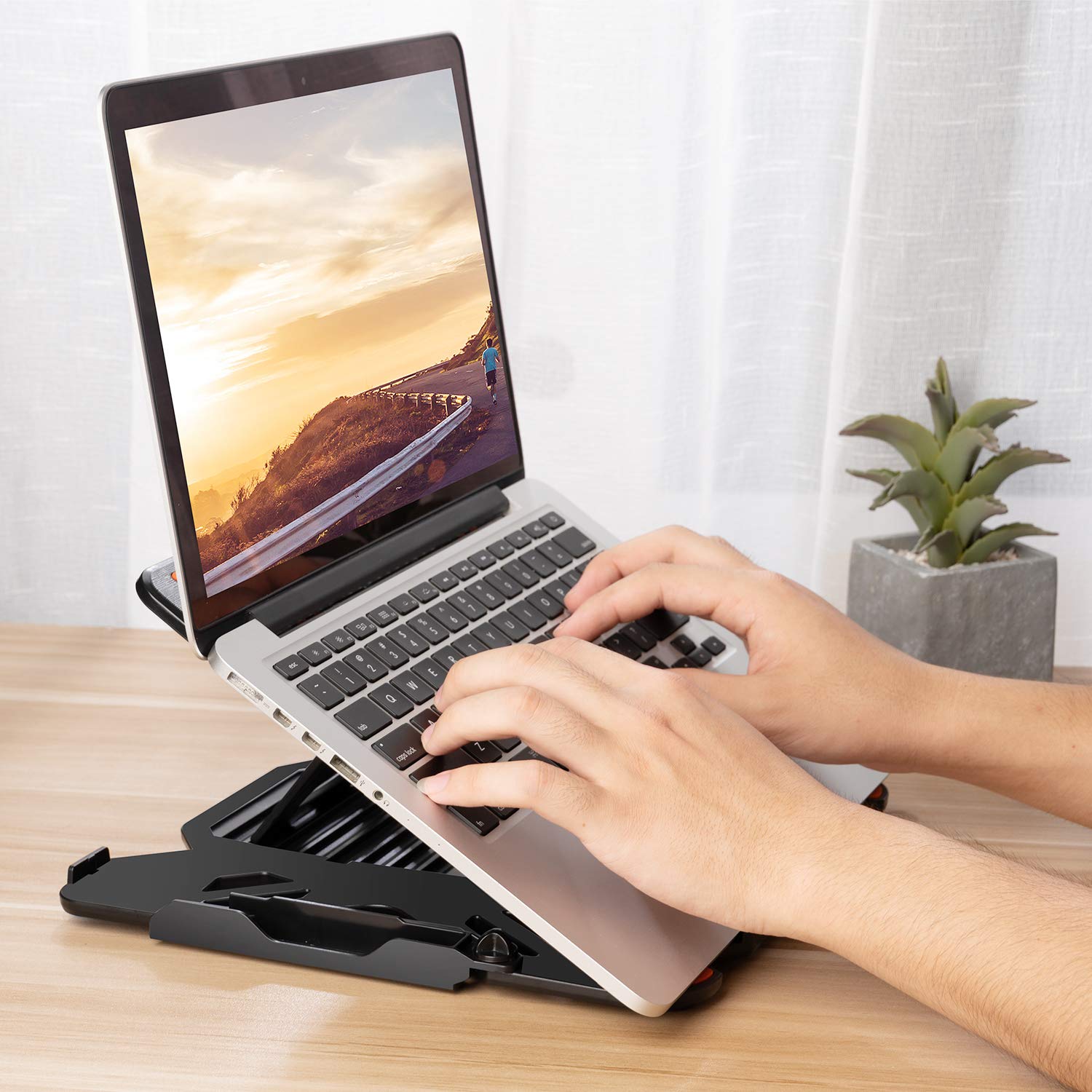 KENTEVIN Laptop Stand Adjustable Laptop Computer Stand Multi-Angle Stand Phone Stand Portable Foldable Laptop Riser Notebook Holder Stand Compatible for 10 to 17” Laptops