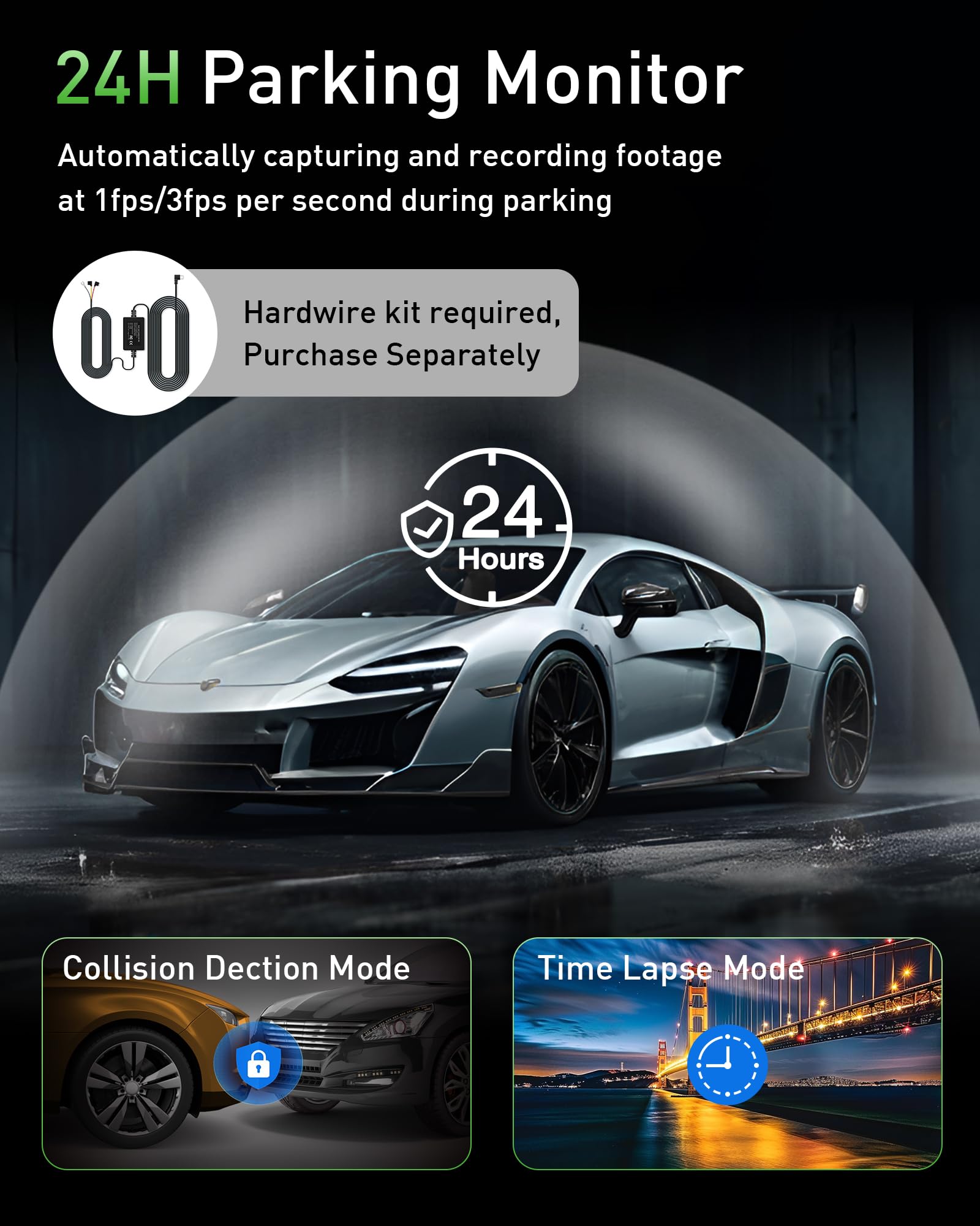 GMAIPOP Dash Cam Front and Rear 4K+2K, Dual WiFi Dash Camera for Cars with 64GB Card, 3" IPS dashbord dashcam 24/7 Parking Mode,Night Vision,G-Sensor, Loop Recording,170° Wide Angle