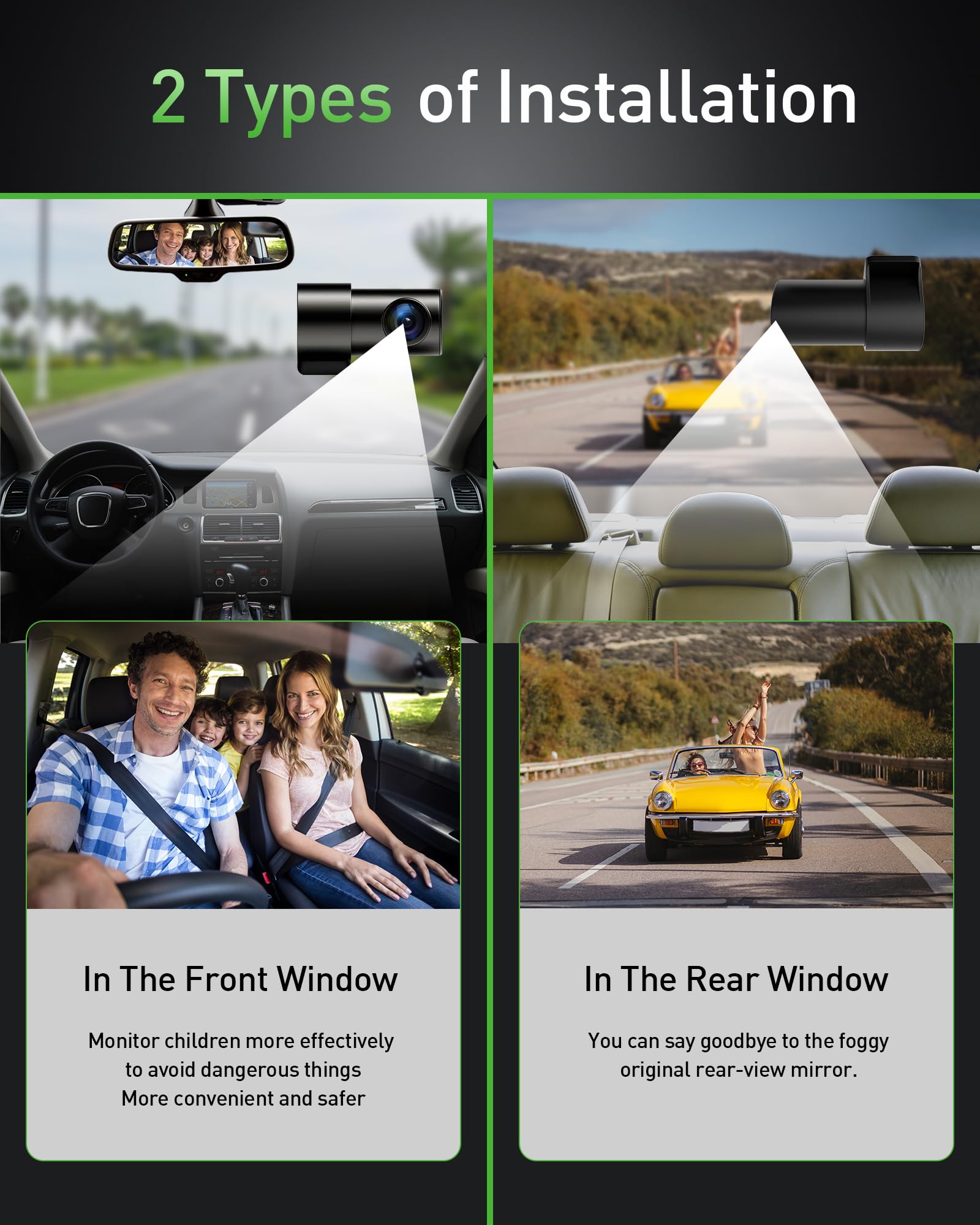 GMAIPOP Dash Cam Front and Rear 4K+2K, Dual WiFi Dash Camera for Cars with 64GB Card, 3" IPS dashbord dashcam 24/7 Parking Mode,Night Vision,G-Sensor, Loop Recording,170° Wide Angle
