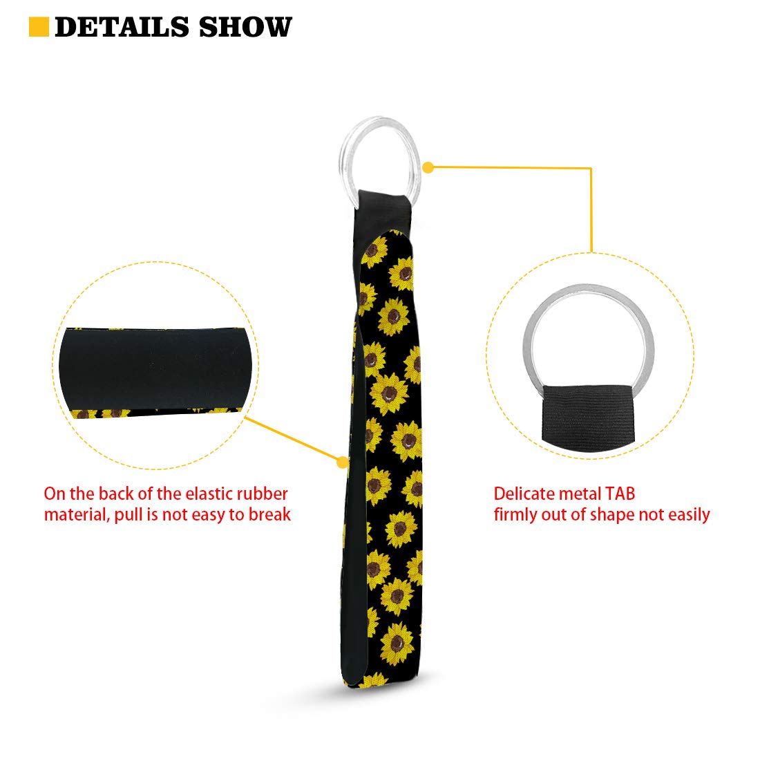 INSTANTARTS Auto Keychain Lanyard Wristlet Strap Breast Cancer Awareness Hand Wrist Landyard Key Chain with Metal Ring for Car Keys, Camera, Cell Phone, Backpack