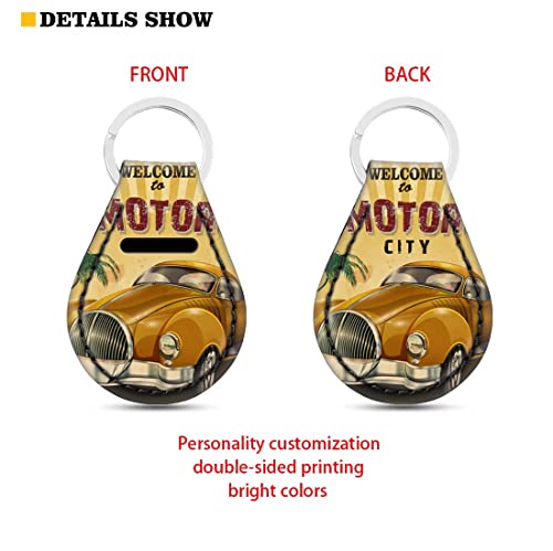 GIFTPUZZ Fashion Keychains for Car Home Keys, Water Bottle Badge, Phone, Camera, USB Holders (Rainbow Leopard Print)