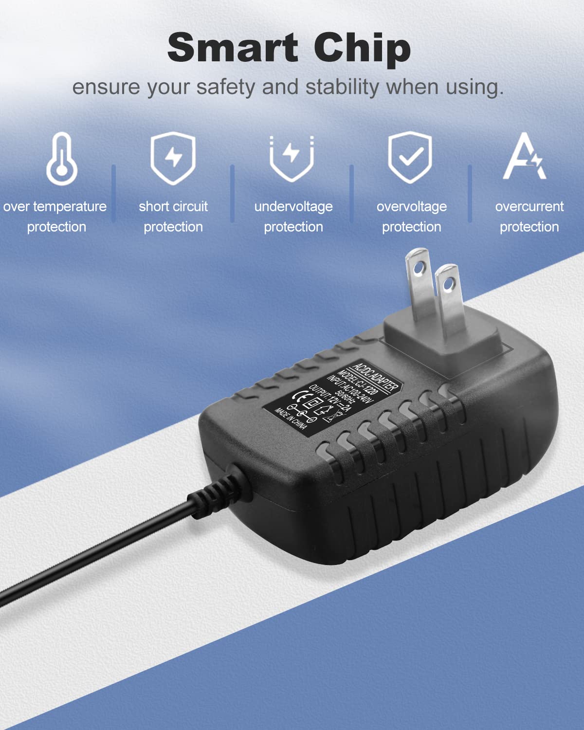 12V DC Power Supply 2A 24W 120V AC to DC Converter 12V Power Adapter with Car Cigarette Lighter Socket Adapter for Car MP3 MP4 Player Fan Dash Cam Shaver etc.