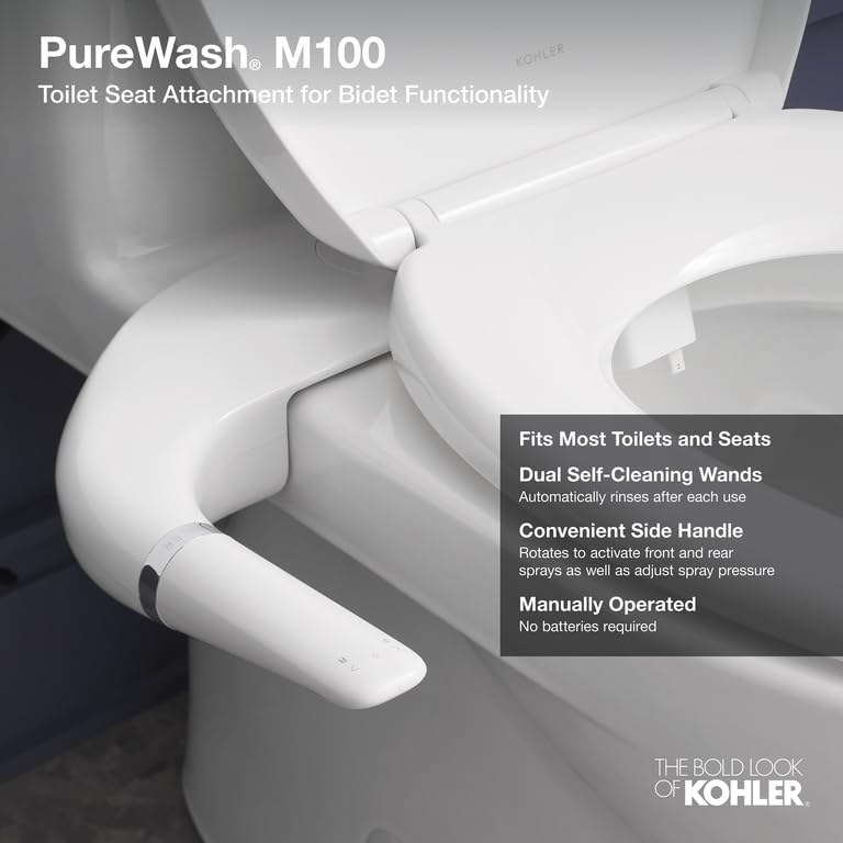 KOHLER 22860-0 Purewash M100 Toilet Seat Attachment For Bidet Functionality