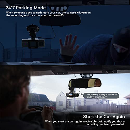 COOAU 2.5K Dual Dash Cam, Built-in GPS Wi-Fi, 1440P Dash Cam Front and Inside with Infrared Night Vision, Dash Camera with Parking Mode, Loop Recording， Support 256GB Max (D20S)