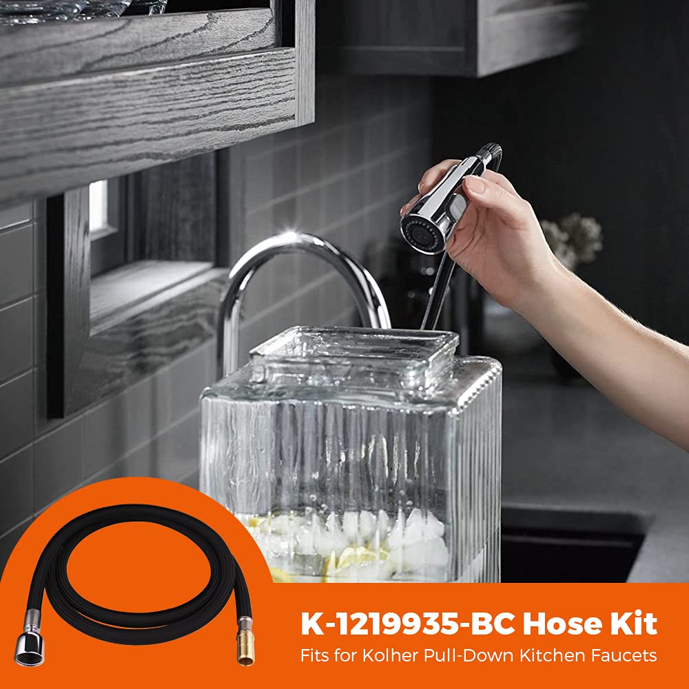 K-1219935-BC Hose Kit for Kohler Pull-Down Kitchen Faucet, 67-Inch Bright Chrome Finish Kohler Pull-Out Kitchen Faucet Hose Replacemnet Part K-1304674-BC