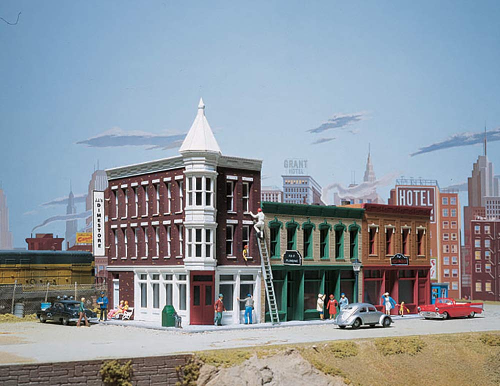 Walthers Cornerstone N Scale Model Merchant's Row Ii Kit, 6-1/4 x 3-1/2" 15.9 x 8.9cm, (933-3224)