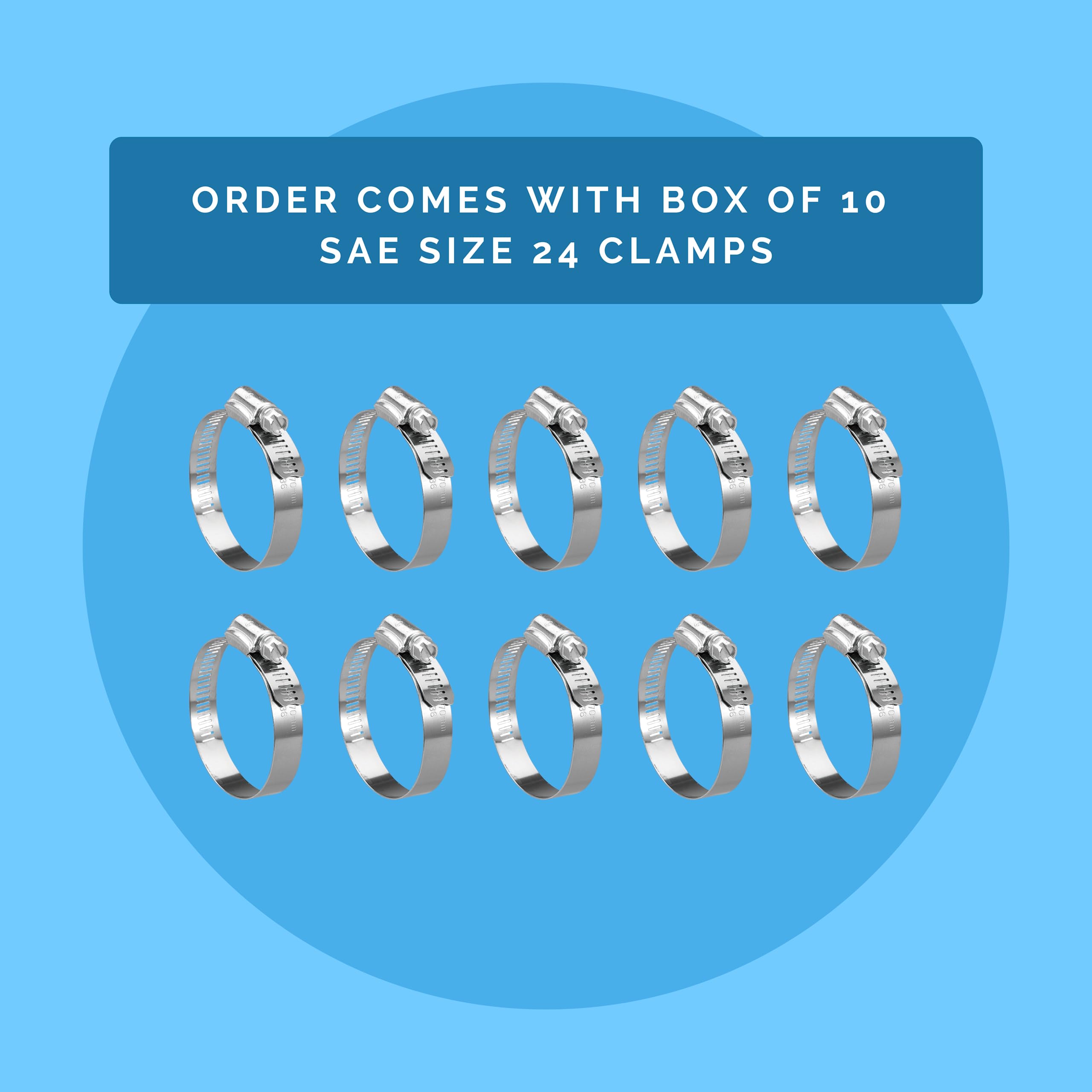 Koehler Enterprises KE24BX 10 Piece Hose Clamp Box (Size SAE 24), Silver