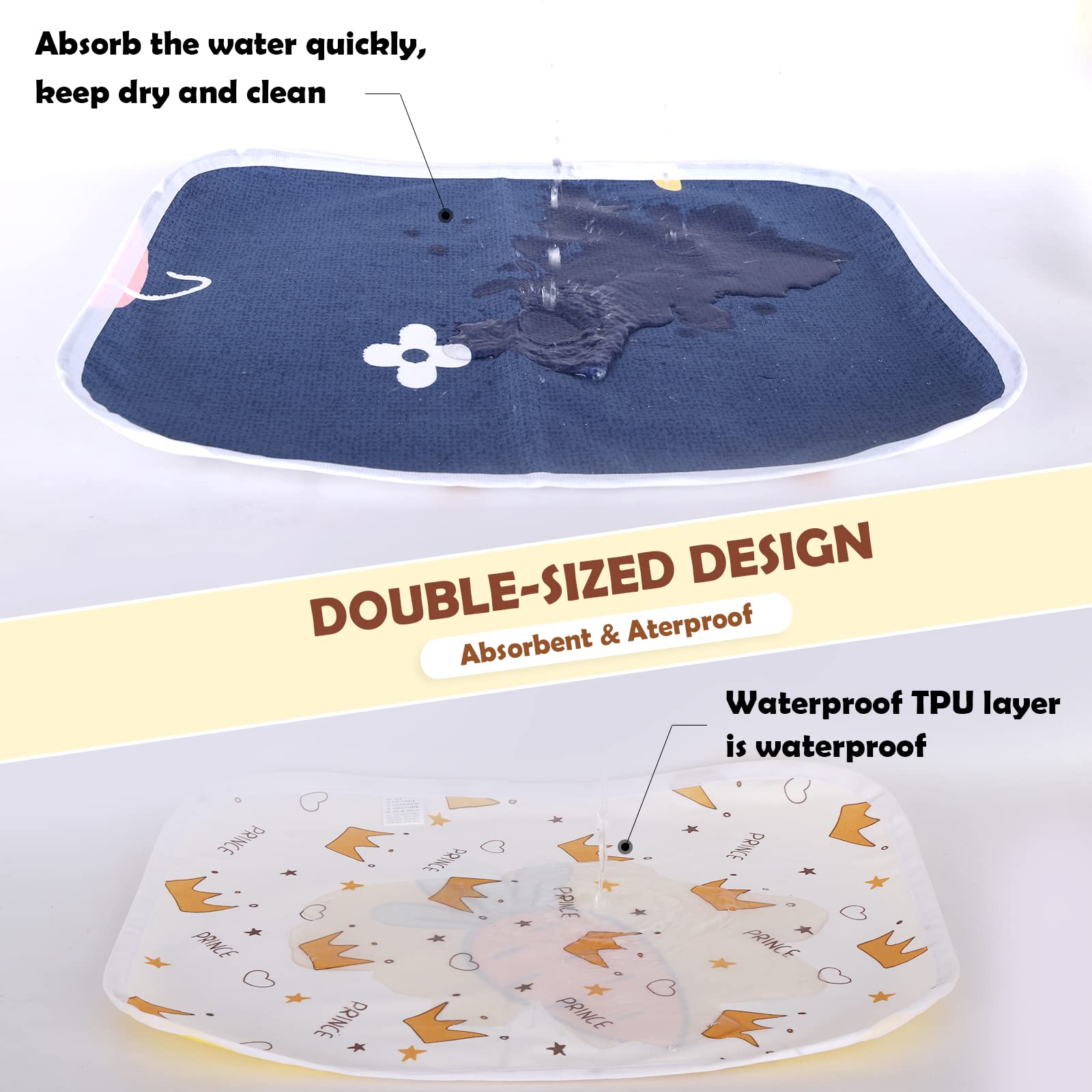 OLDCAT 4PCS Guinea Pig Beddings - Washable Guinea Pig cage Liners, Waterproof Reusable & Anti Slip for Small Animals Rabbit Hamster Rat