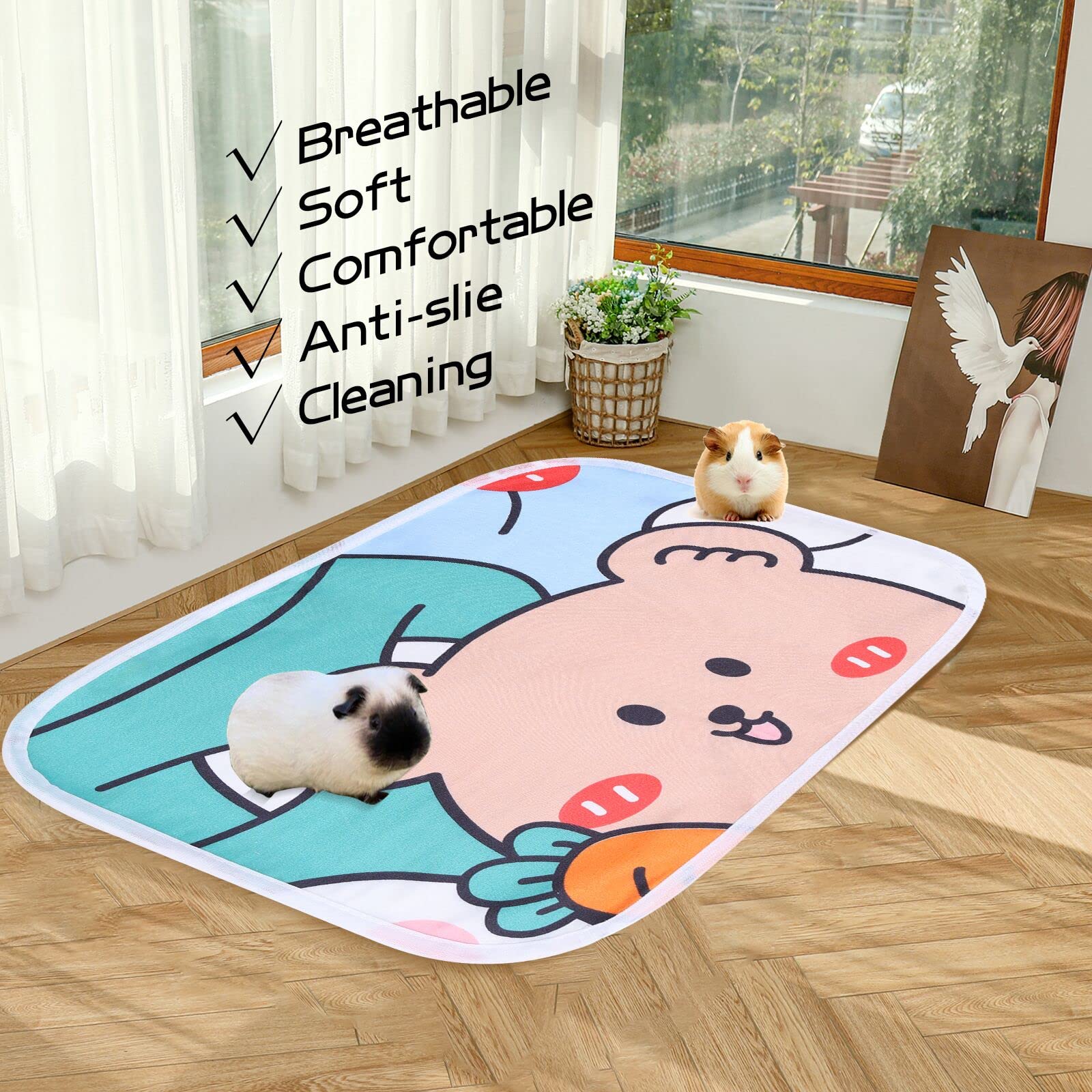 OLDCAT 4PCS Guinea Pig Beddings - Washable Guinea Pig cage Liners, Waterproof Reusable & Anti Slip for Small Animals Rabbit Hamster Rat