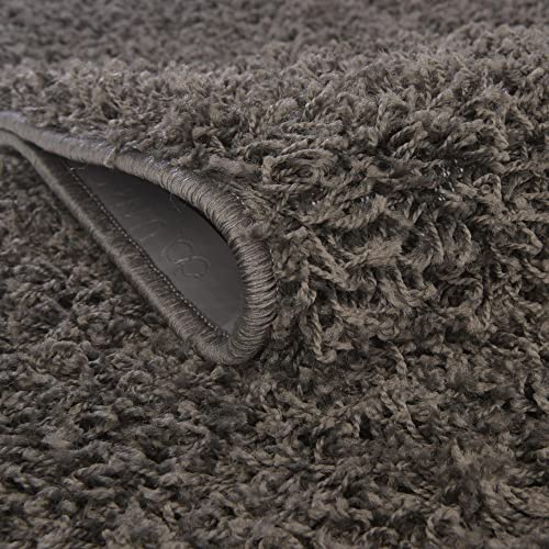 Rugs.com - Über Cozy Solid Shag Collection Rug – 8' x 10' Graphite Gray Shag Rug Perfect for Living Rooms, Large Dining Rooms, Open Floorplans