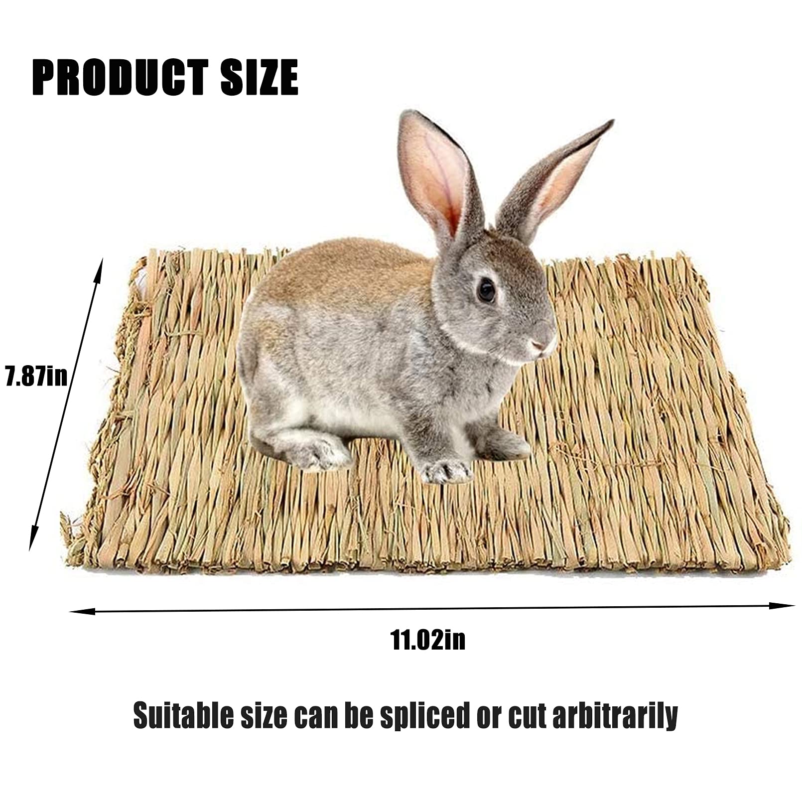 Hamiledyi 18 Pack Bunny Grass Woven Bed Mat Natural Straw Hay Mats Rabbit Handmade Bedding Sleeping Grinding Nesting and Chewing Toy for Guinea Pig Hamster Chinchilla Squirrel Hedgehog