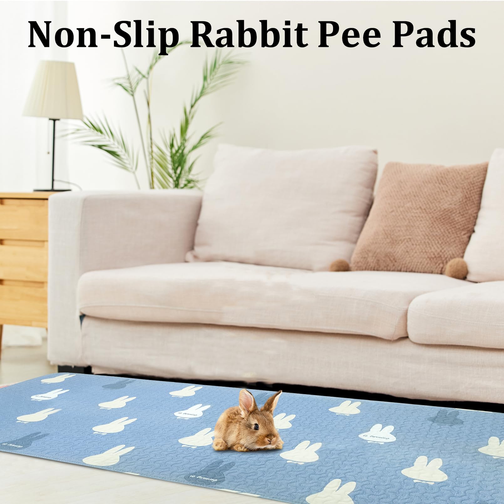 PINVNBY Washable Rabbit Cage Liners, Thickening Guinea Pig Cage Liners Bunny Bedding Small Animals Sleep Pad for Hamster Chinchilla Cats Puppies(27.5“ W x 59” L)