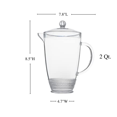 Juliska - Le Panier Acrylic Pitcher With Lid - Unbreakable, Clear Acrylic Tall Pitcher