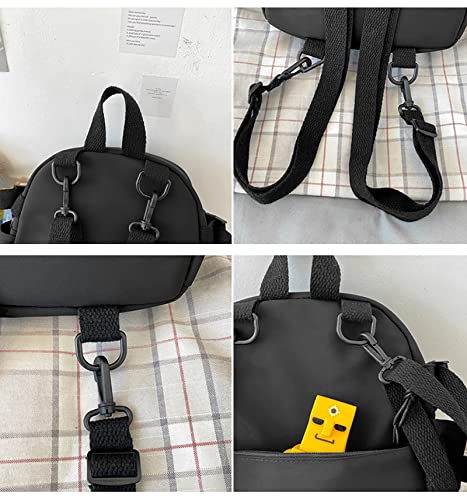 Yevin Anti Theft Backpack Crossbody Bags Travel Purse Convertible Backpack Ladies Nylon Waterproof Backpack for Women and Girl(Black)