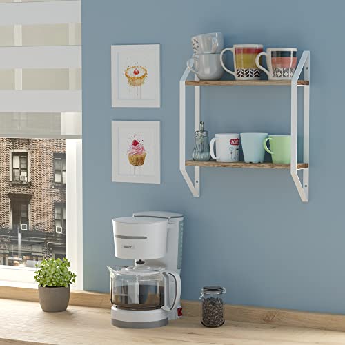 Wallniture Ponza 2-Tier Floating Shelf Wall Storage Shelves Bathroom Organizer, Kitchen Organization, Kids Room Wall Bookshelves, Living Room Decor Burnt Finish