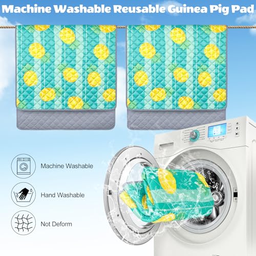 2 Pack Washable Guinea Pig Cage Liner - Reusable Guinea Pig Mat, Waterproof Bedding for Cage, Super Absorbant Pee Pads for Small Animals