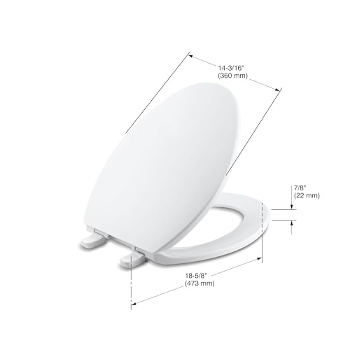 KOHLER K-4774-47 Brevia Elongated Toilet Seatwith Quick-Release Hinges and Quick-Attach Hardware for Easy Clean in Biscuit