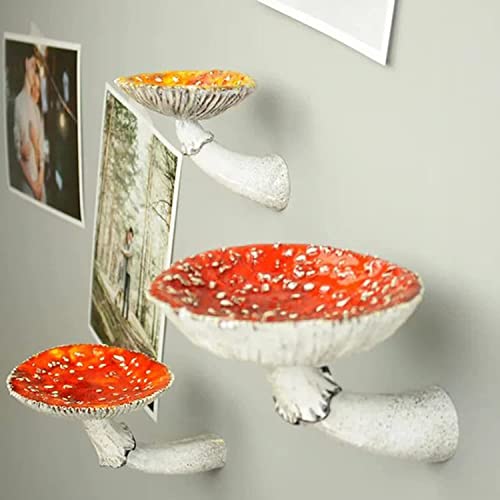Mushroom Hanging Shelf Wall Floating Shelf Hanging Decor Shelves for Bedroom, Living Room, Bathroom and More (L, Mushroom)
