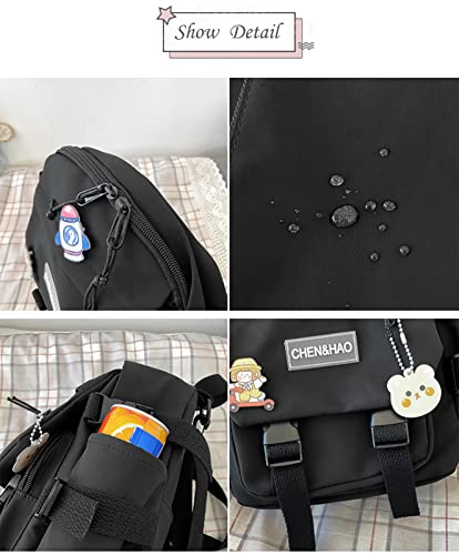 Yevin Anti Theft Backpack Crossbody Bags Travel Purse Convertible Backpack Ladies Nylon Waterproof Backpack for Women and Girl(Black)