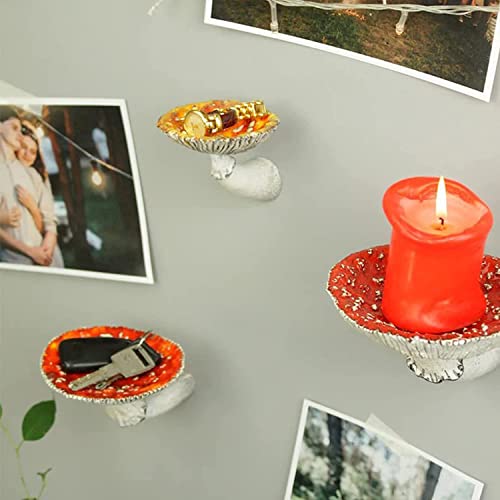 Mushroom Hanging Shelf Wall Floating Shelf Hanging Decor Shelves for Bedroom, Living Room, Bathroom and More (L, Mushroom)