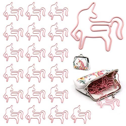 Unicorn Paper Clips, Cute Small Animal Shape Paperclips - Bookmark Clips Metal File Note Clips Page Marker for School Wedding Party Invitation Decoration - Planner Paperclips (20 pcs) (Unicorn)